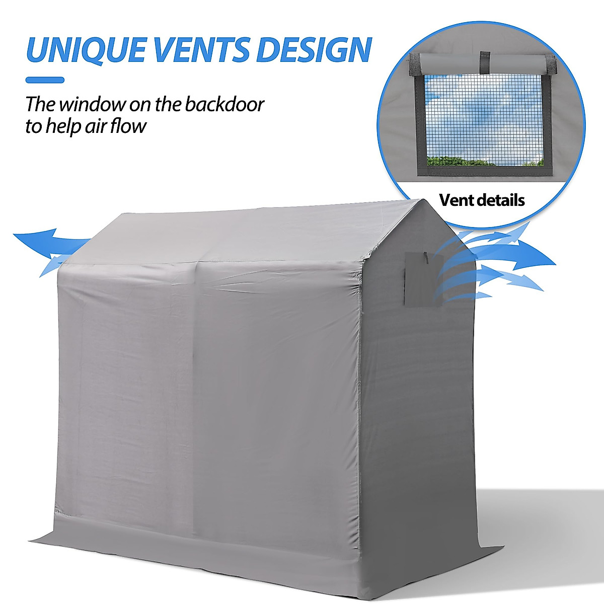 Raysfung 6 x 3Ft Outdoor Storage Shed Heavy Duty Portable Storage Shelter with Roll-up Zipper Door for Bike