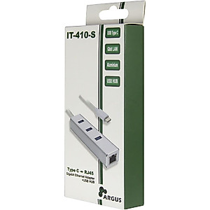 Inter-Tech Argus IT-410-S Adaptor USB Type C to GbitLAN with 3X USB 3.0 Hub