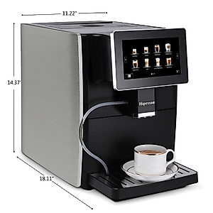 Hipresso Super-automatic Espresso Coffee Machine with Large 7 Inches HD TFT Display for Brewing Americano,Cappuccino, Latte, Macchiato,Flat White, Espresso Drinks