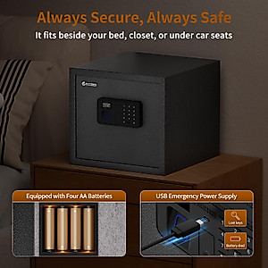 Billconch Smart Gun Safe for Multiple Pistols - Automatic Lock Safe Box with LCD Display/Voice Guide, Quick Access Unlock with Fingerprint/Keypad/Key/App, Biometric Handgun Safe for Money Valuables