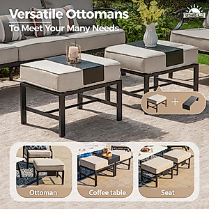 SUNSHINE VALLEY Patio Furniture Set, Modern Metal Outdoor Patio Furniture, 3 Seater Sofa, 2 Swivel Chairs, 2 Ottomans and 5.75" Extra Thick Cushion, Patio Conversation Set for Garden Backyard Deck