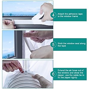 Brosyda Portable AC Window Kit, Air Conditioner Window Vent Kit, 9.8"(W) x 40"~63"(L) Adjustable,Waterproof No Drilling, Easy to Install Window Seal for Portable AC Unit