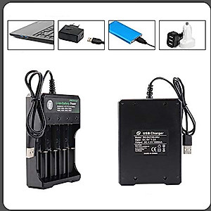 18650 Smart Battery Charger 4 Bay Fast Charge, for 3.7V Li-ion TR IMR 10440 14500 16650 14650 18350 18500 16340(RCR123) Batteries, Universal Smart Rechargeable Battery Charger