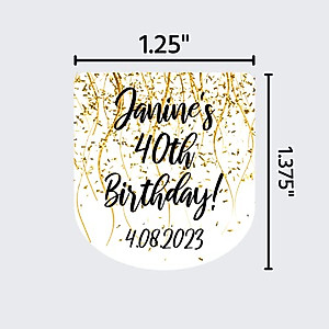 Sheet of 30 Custom Hand Sanitizer Labels | Party Favor Stickers (Gold Confetti)