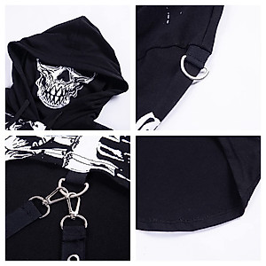 win2win Skeleton Hoodie Gothic Tops For Women Rave Top Punk Crop Top Sweatshirts Goth Mask Emo Black Festival Clothing Cosplay