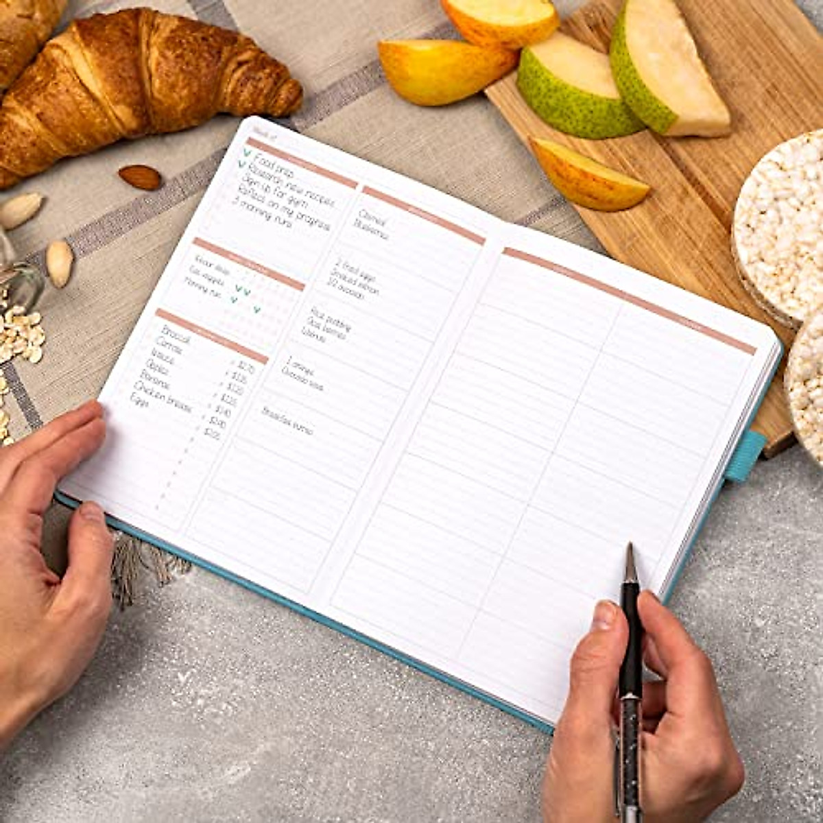 Legend Meal Planner – Weekly Meal Prep & Nutrition Journal with Grocery List & Weight Loss Tracker – Diet & Wellness Diary Log – Undated 12-Month Food Notebook – Hardcover, A5 Size (Aquamarine)