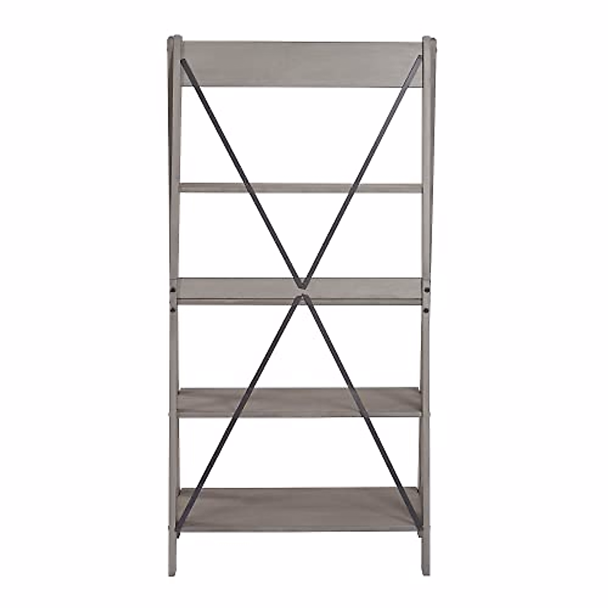 Walker Edison X Back Modern Farmhouse Wood Bookcase Bookshelf Home Office Living Room Storage, 4 Shelves, Grey