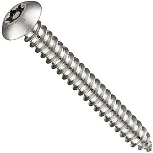 18-8 Stainless Steel Sheet Metal Screw, Plain Finish, Button Head, Pin In Star Drive, Type AB, 1-1/4" Length, #10 Threads, Made in US (Pack of 25)