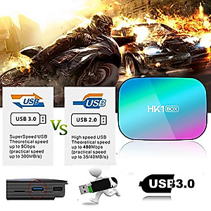 Android 9.0 TV Box HK1 Box Android TV Box 4GB RAM 64GB ROM, Dual-WiFi 2.4GHz/5GHz BT Amlogic S905X3 Quad Core 64 Bits 3D/8K Full HD/H.265/USB3.0 Android Box