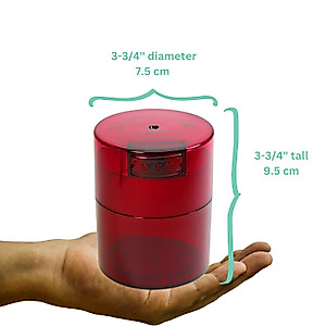 Tightvac - 1/2 oz to 3 Ounce Airtight Multi-Use Vacuum Seal Portable Storage Container for Dry Goods, Food, and Herbs - Red Tint