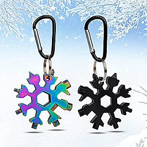 2 Pack 18 In 1 Snowflake Multi Tool, Stainless Steel Beer Bottle Opener, Flat Phillips Screwdriver Kit/Wrench, for Outdoor Travel Camping Adventure Daily Gadget Christmas Gift