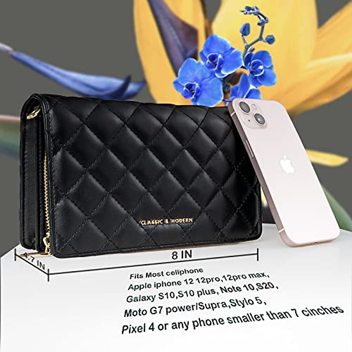 Geermolan Crossbody Bags for Women, Small Shoulder Bag Cell Phone Wallet Purse and handbags with Card Slots Black