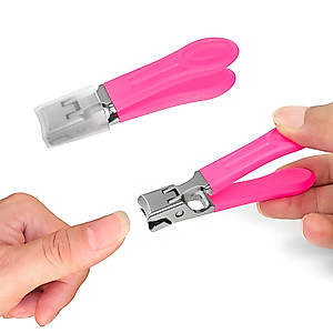 SG Nekoo Nail Clippers for Thick Nails Hard Fingernails and Toenails Cutter with File, Ultra Sharp Curved Splash Proof Trimmer for Adults Men Women Seniors (Mid-pink)