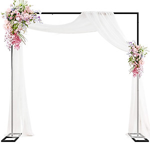 Putros Heavy Duty Backdrop Stand 8ft x 8ft Black Pipe and Drape Backdrop Stand Kit Adjustable Metal Backdrop Sand for Wedding Photobooth Exhibition Decoration