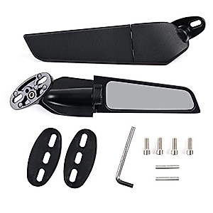 Motorcycle Rearview Mirrors, Adjustable Rotating Side Mirrors Fit for Honda Kawasaki Suzuki Yamaha Motorcycle Wing Mirror - Large