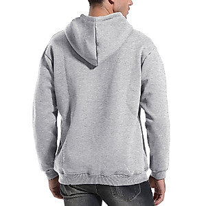 Flygo Men's Casual Fleece Sherpa Lined Hoodie Winter Warm Pullover Hooded Sweatshirt(Grey-XXL)