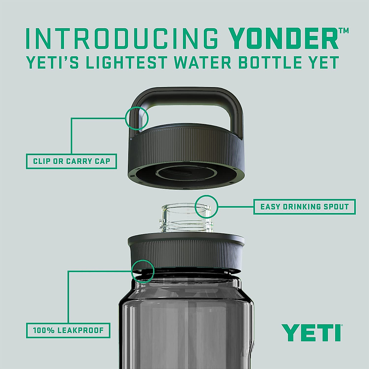 YETI Yonder 1L/34 oz Water Bottle with Yonder Chug Cap, Charcoal