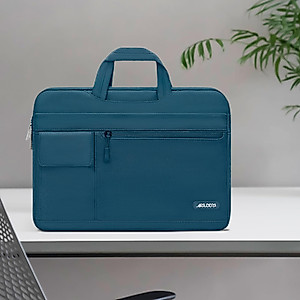 MOSISO Laptop Shoulder Bag Compatible with MacBook Air/Pro, 13-13.3 inch Notebook, Polyester Flapover Briefcase Sleeve Case, Deep Teal