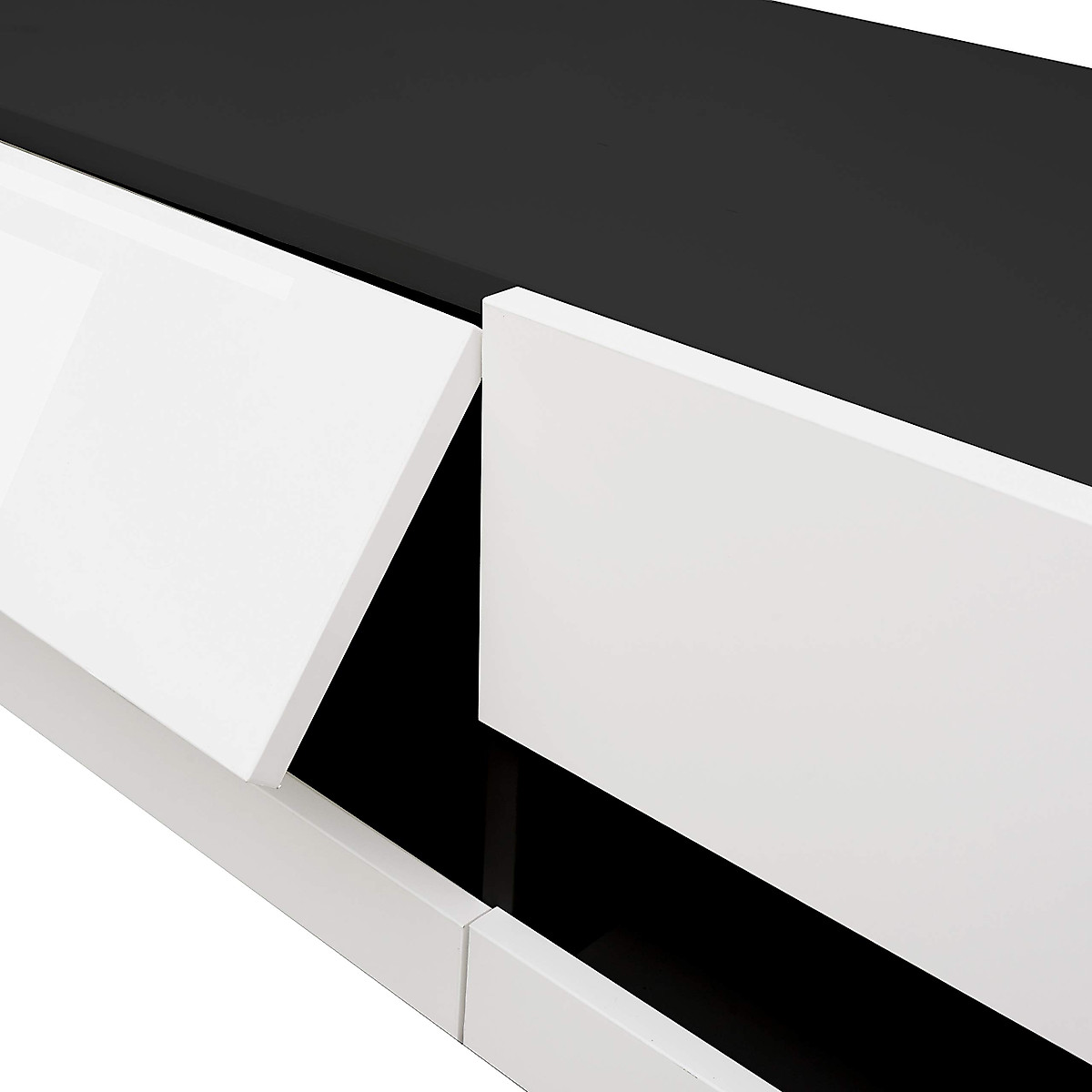 Knocbel Floating TV Shelf, LED Wall Mounted Media Console Cabinet Components Shelves Television Stand, Double Doors with Cable Holes, 110Lbs Weight Capacity, 70.9"L x 16.5"W x 11.8"H (White W/ Black)