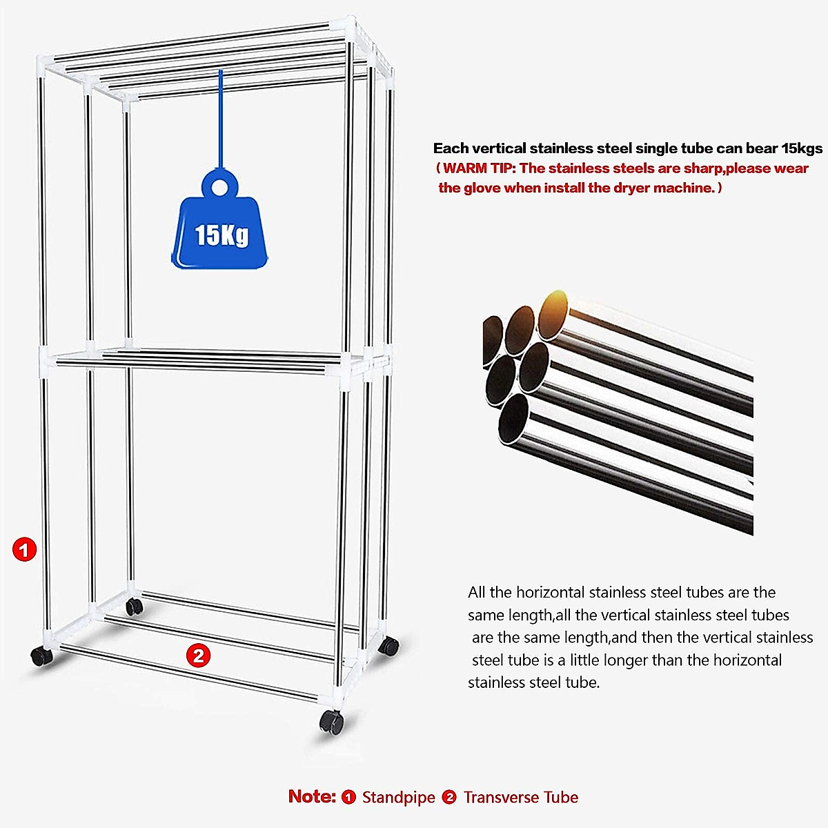 Portable Foldable Clothes Dryer Electric Drying Rack with Heater Low Noise Touch Screen for Home,RV,Student Dorm and Apartment Indoor