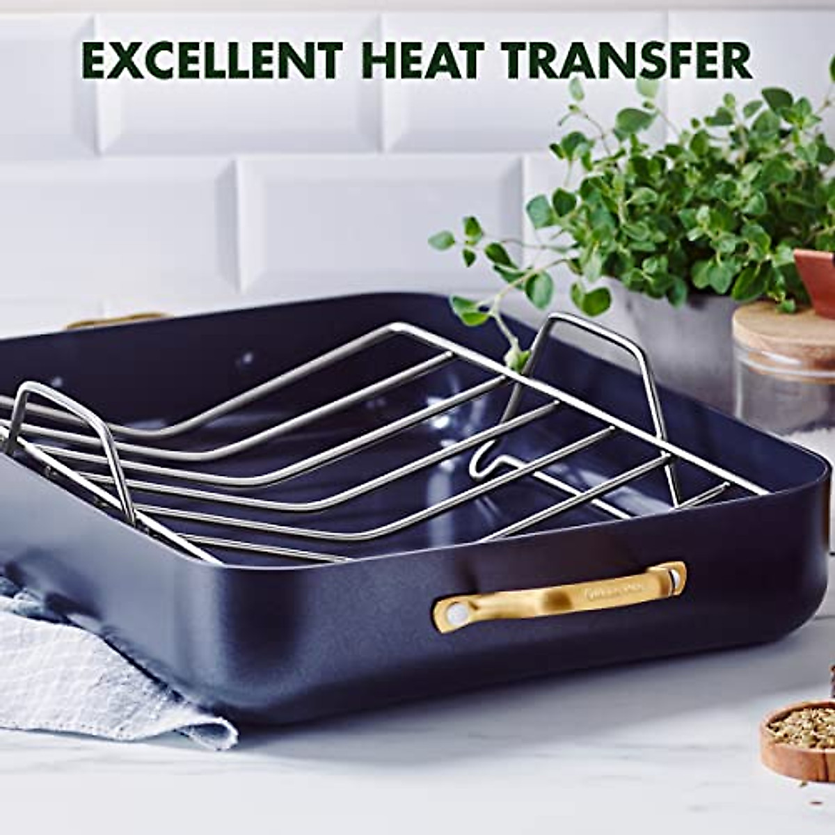 GreenPan Reserve Healthy Ceramic Nonstick Roasting Pan, 13" x 16", Black