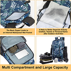 TOMULE Women's Day Hiking Backpack, Lightweight Travel Backpack with Floral Design