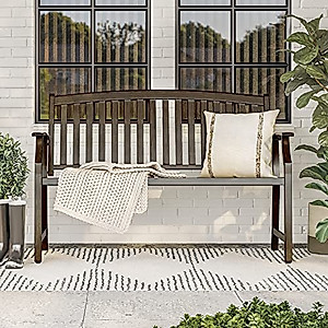 Grand patio Garden Bench, Outdoor Benches with Anti-Rust Aluminum Steel Metal Frame, Patio Seating for Front Porch Backyard Park Outside Furniture Decor, Northwoods Brown