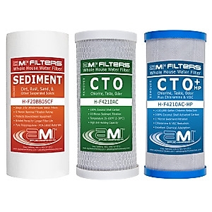 Applied Membranes Inc. 3-Stage Whole-House Water Filter Cartridge Replacements, Includes 10-Inch Sediment, Carbon, and Lead Filter Cartridges