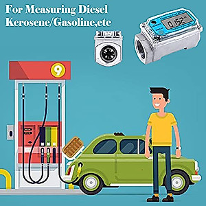 Digital Turbine Flow Meter,LCD Digital Display High Accuracy Diesel Fuel Flowmeter for Measuring Diesel, Kerosene, Gasoline(1 Inch)