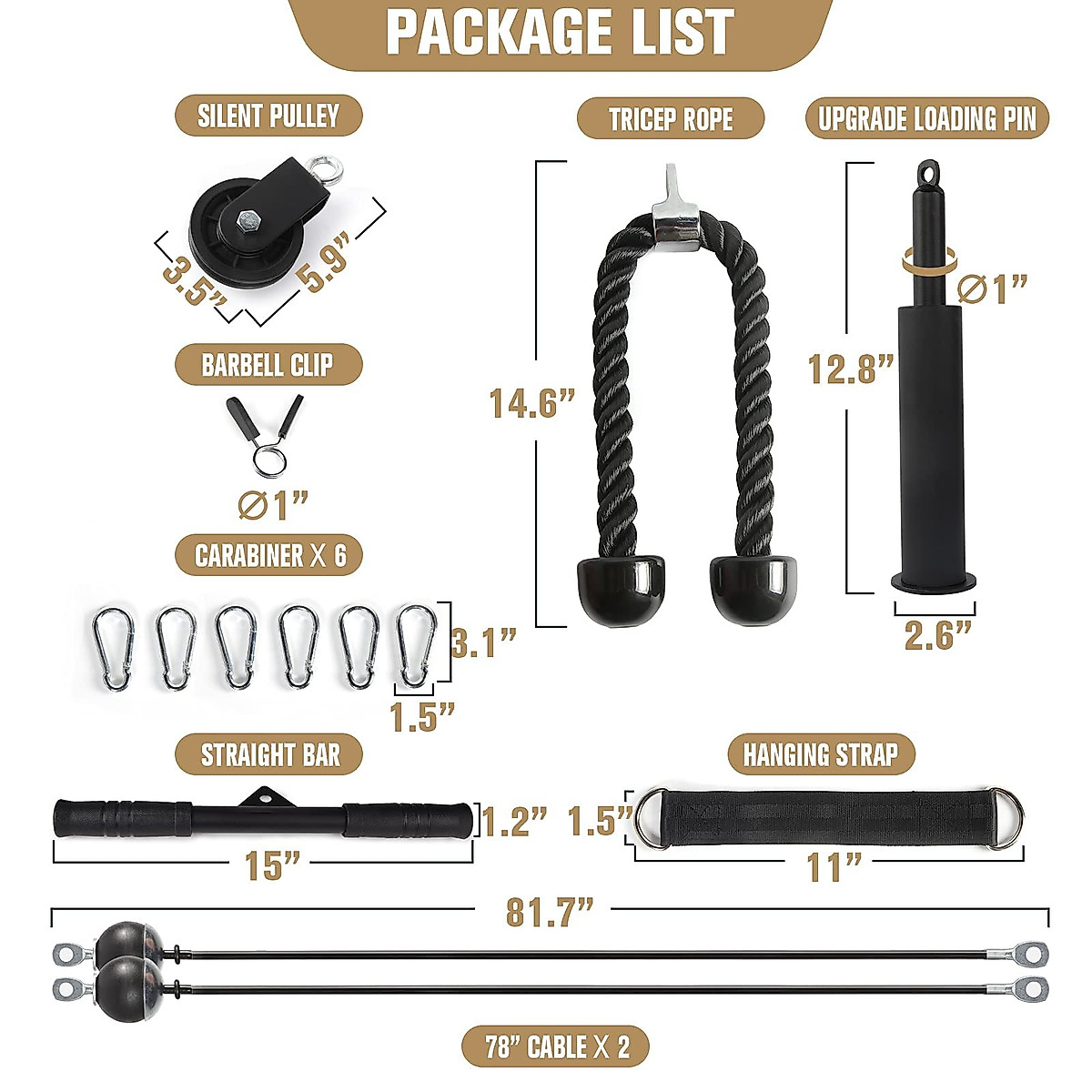 RitFit LAT and Lift Pulley System Pro with Dual Cables and Upgraded Loading Pin, Home and Garage Gym Squat Rack Accessories for Tricep Pull Down,Bicep Curl,Back,Shoulder-Strength Workout
