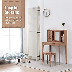 Vicluke 6 Panels Room Divider with 360 Degree Hinges, 5.6 FT Wood Folding Privacy Screen, Freestanding Partition Wall Dividers for Office, Home, Christmas Decor(White)