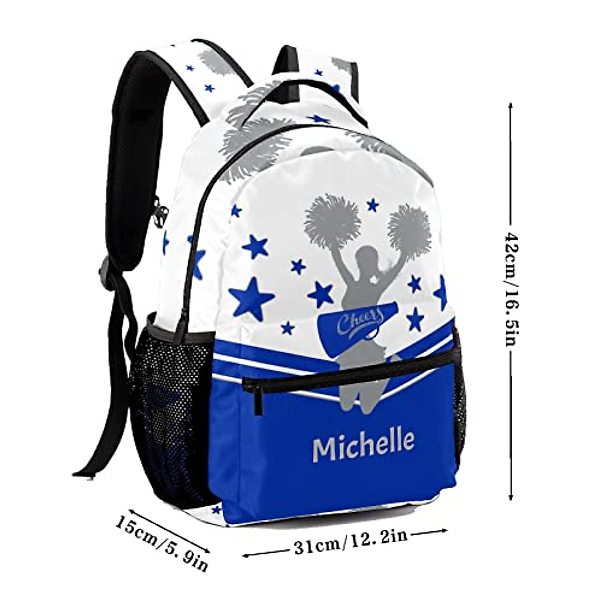 WOWPersonalTailor Cheers Blue Cheerleader Shoulder Backpack Waterproof Travel Bag for Family Friends Gifts