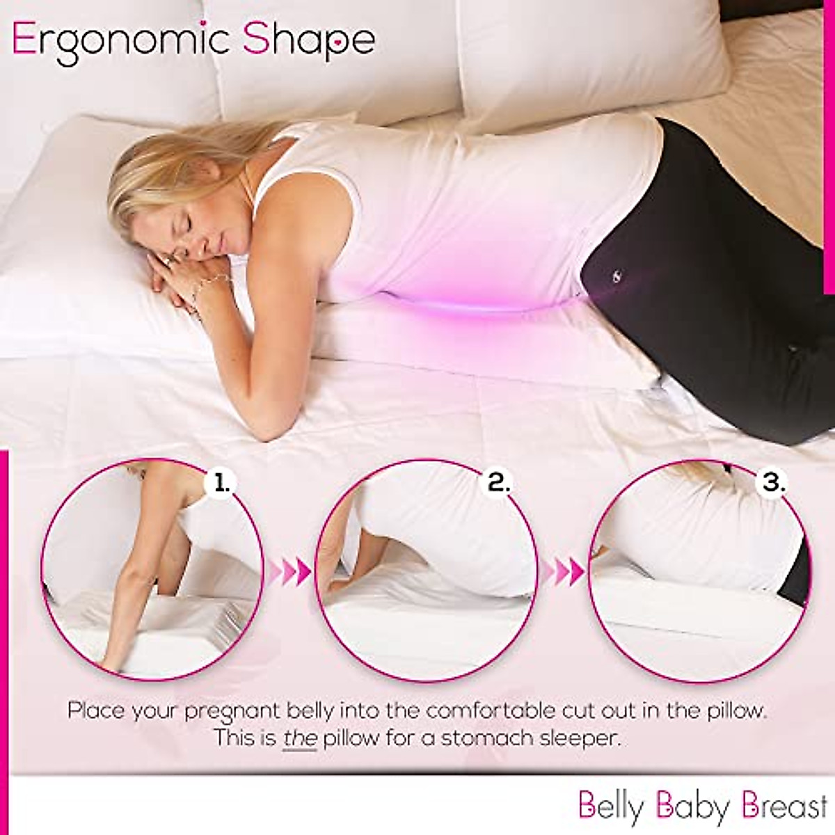 Belly Pillow Pregnancy Pillow | Stomach Sleeper | Belly Down Sleeping Maternity Pillow | Face Down Pillow | Pregnancy Pillows for Sleeping on Stomach | Belly Baby Breast