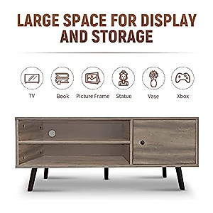 YQ FUNLIS Modern TV Stand Entertainment Center TV Console with Storage Cabinet Center Universal Floor TV Stand Cabinet for Living Room Bedroom,Retro Grey