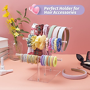Acrylic Headband Holder Organizer Storage, 3-Tier Clear Scrunchie Holder Stand Hair Accessories Organizer Hair Tie Display Headband Stand for Women and Girls