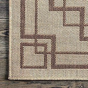 nuLOOM Katalina Simple Border Indoor/Outdoor Area Rug, 8 ft x 10 ft, Beige