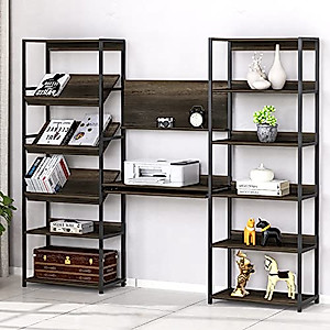 Sengroce Bookshelf, 71" Triple Wide 6 Tier 13-Shelf Bookcase Large Wall Etagere Tall Book Shelves with Metal Frame Open Storage Rack for Living Room Bedroom
