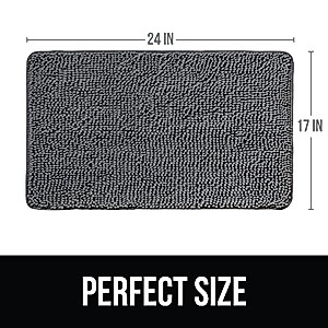 KANGAROO Luxury Chenille Bath Rug, Extra Soft and Absorbent Shaggy Bathroom Rugs, Machine Wash Mat, Strong Underside, Plush Carpet Mats for Kids Tub, Shower, Bathtub and Bath Room, 24x17, Gray