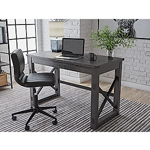 Signature Design by Ashley Freedan Rustic Farmhouse Home Office Desk, Dark Gray