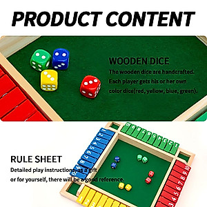 Nicecho Shut The Box Dice Game,2-4 Player Family Wooden Board Table Math Games for Adults and Kids, 8 Dices Classics Tabletop Version Games for Classroom,Home,Party or Pub