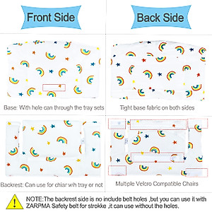 ZARPMA Highchair Cushion Compatible with Stokke Tripp Trapp Chiar High Chair Insert Cotton Fabric Cover Filled with Cotton Padding (White Rainbow)