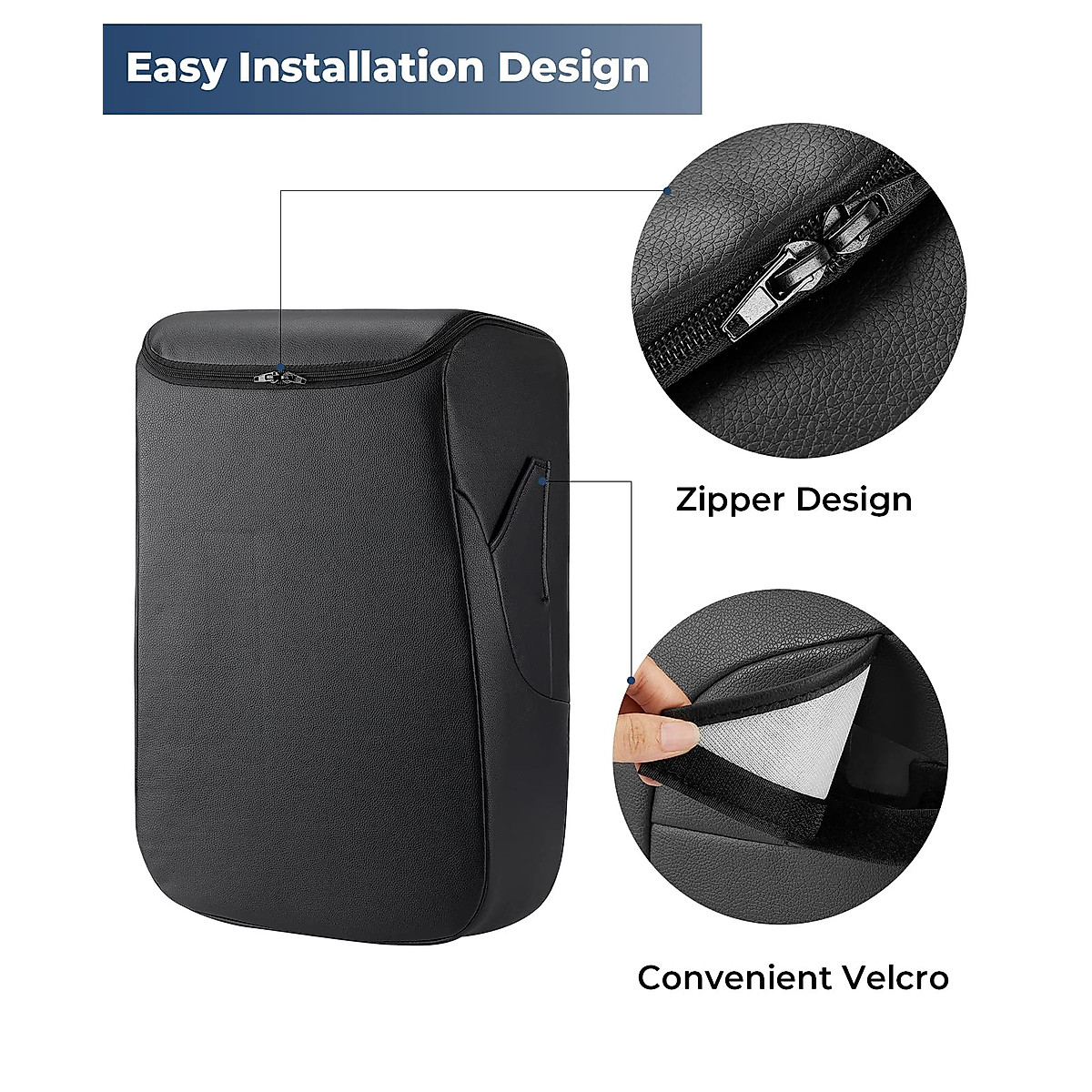 ISSYAUTO Armrest Cover Compatible with 2007-2014 Silverado Suburban Yukon Sierra Tahoe Jump Seat, Leather Center Console Cover