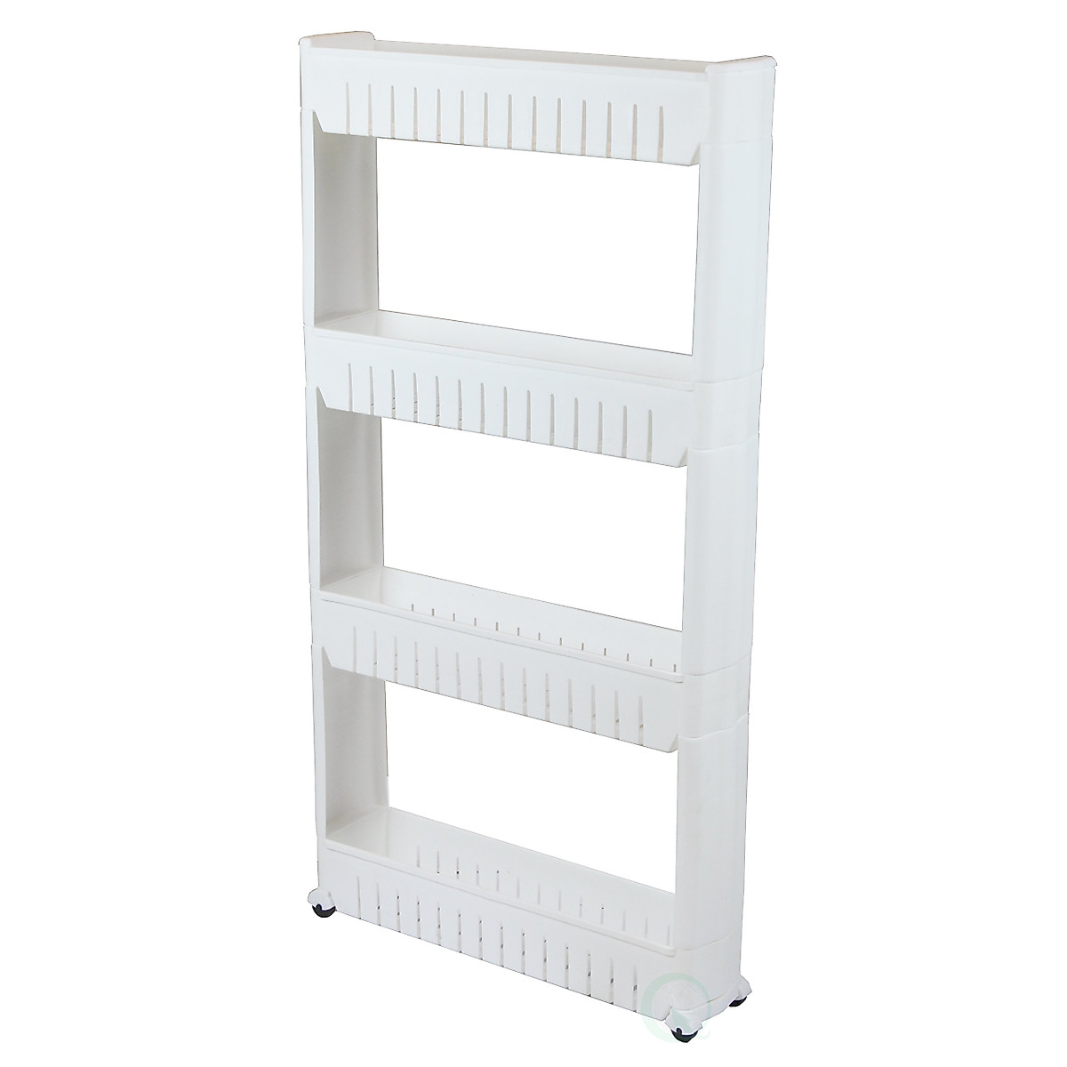 Basicwise QI003220 Slim Storage Cabinet Organizer 4 Shelf Rolling Pull Out Cart Rack Tower with Wheels, White