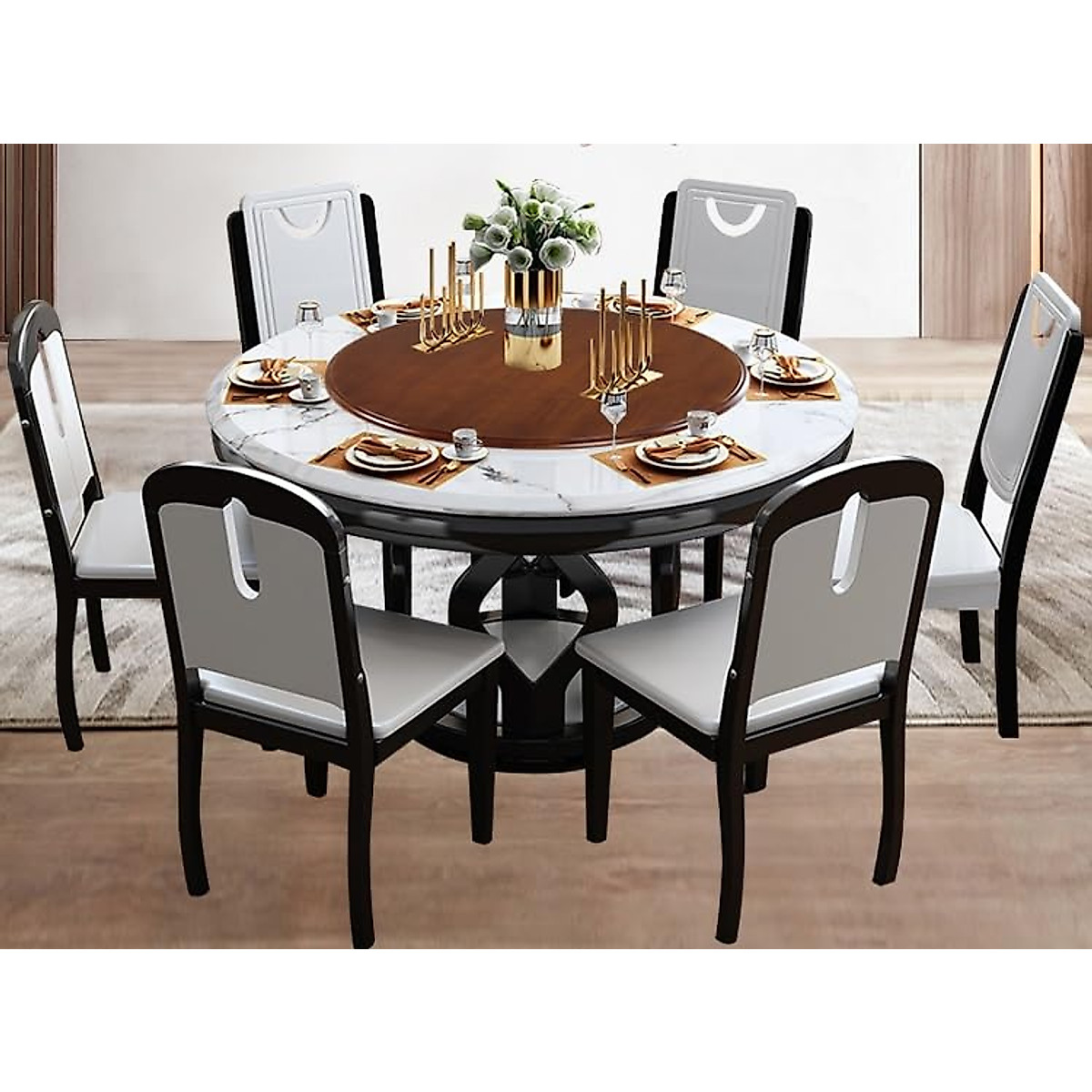 70cm-100cm Lazy Susan Large Wood Dining Table Turntable,Flat Polished Edge，Premium Round Circular Plate，Perfect Circle，tempered glass table top replacement (Color : Brown, Size : 80CM(31.5IN))