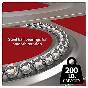 Lazy Susan Rotating Turntable Bearing Hardware 2.8-Inch Square Ball Bearing Swivel Plates Heavy-Duty Steel 200-lb Load Capacity, 5/16-Inch Thick, 2-Pack