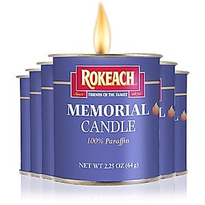 Rokeach 24 Hour Candles, Yahrzeit Memorial Candle, Tin Candles (6 Pack) | Yom Kippur Candles | Emergency Candles, Perfect for Blackouts, Storms & Hurricanes