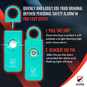 Original Defense® Siren Self-Defense Alarm (Mint) - 130 dB Keychain Alarm with LED Strobe Light for Women, Children, and Elderly - Police Recommended