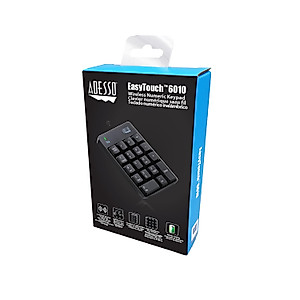 Adesso WKB-6010UB - Wireless Spill Resistant 18-Key Numeric Keypad Number Pad, Black