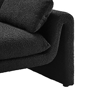 Modway Waverly Boucle Fabric Sofa in Black-Unique Wavy Design