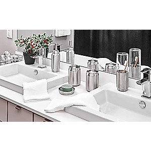 iDesign Austin Metal Covered Holder Stand, Holds Regular and Electric Toothbrushes in Master, Guest, Kid's, College Dorm Bathroom, Brushed